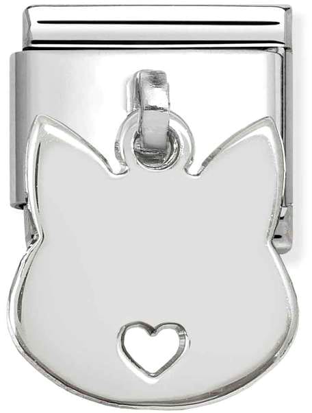 Nomination Classic Silver Plate Cat Face Pendant Charm — Maple Gifts