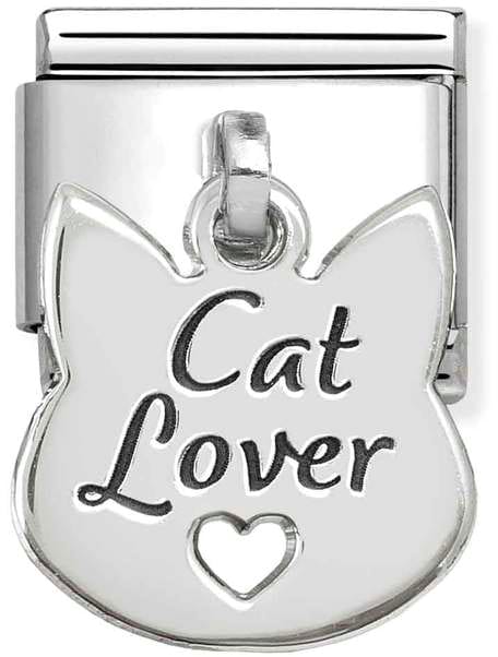 Nomination Classic Silver Plate Cat Lover Face Pendant Charm — Maple Gifts
