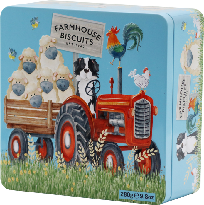 Farmyard Square Embossed Tin Of Biscuits — Maple Gifts