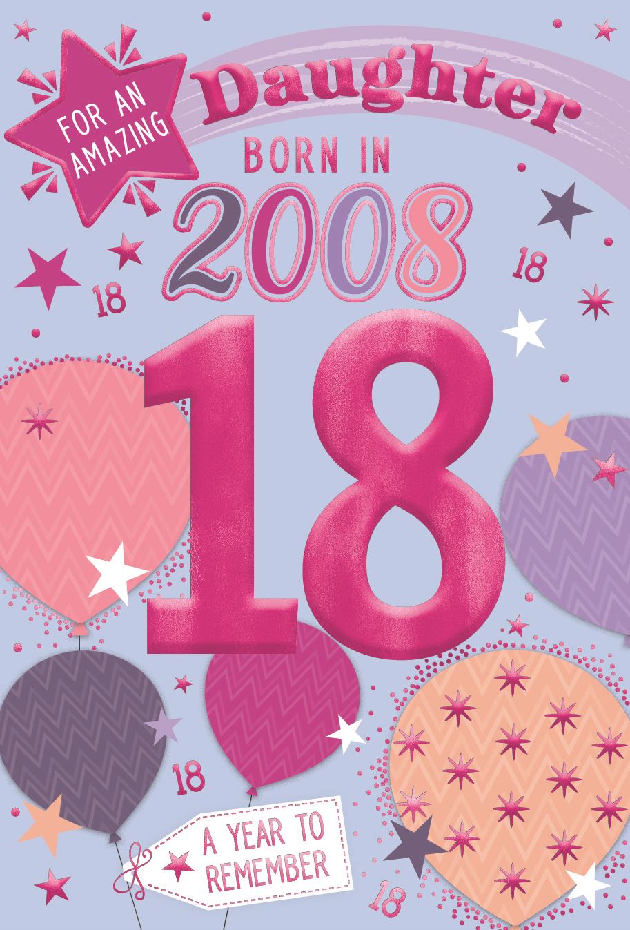 ICG 'Daughter 18 Born In 2008' Birthday Card — Maple Gifts