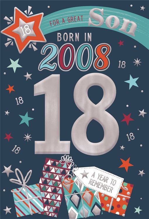 ICG 'Son 18 Born In 2008' Birthday Card — Maple Gifts
