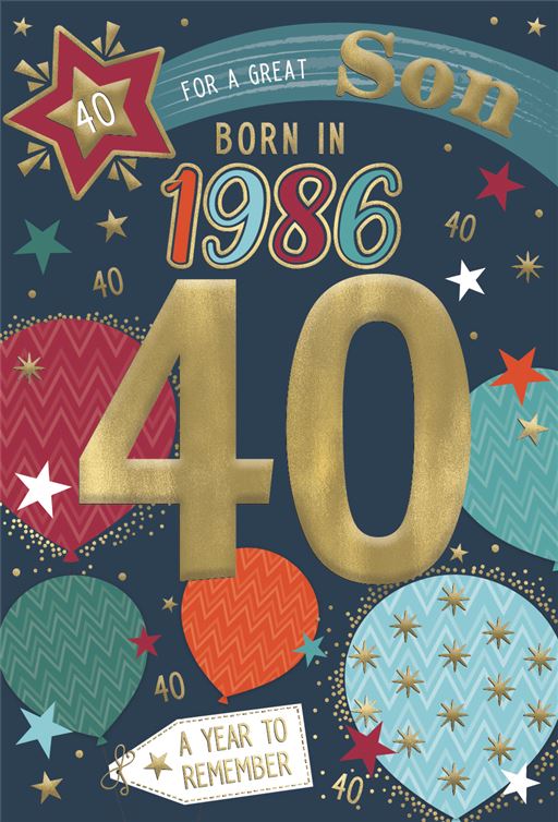 ICG 'Son 40 Born In 1986' Birthday Card — Maple Gifts