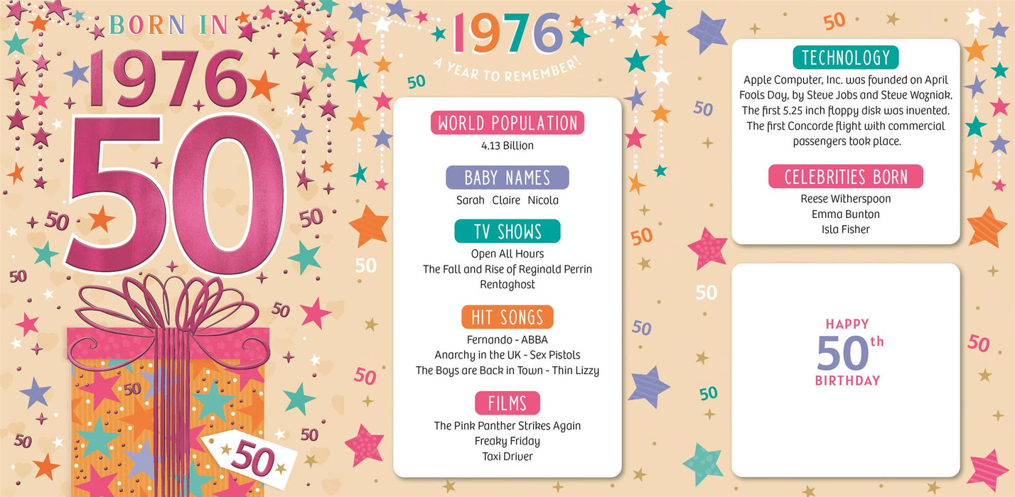 ICG 'Female 50 Born In 1976' Birthday Card — Maple Gifts