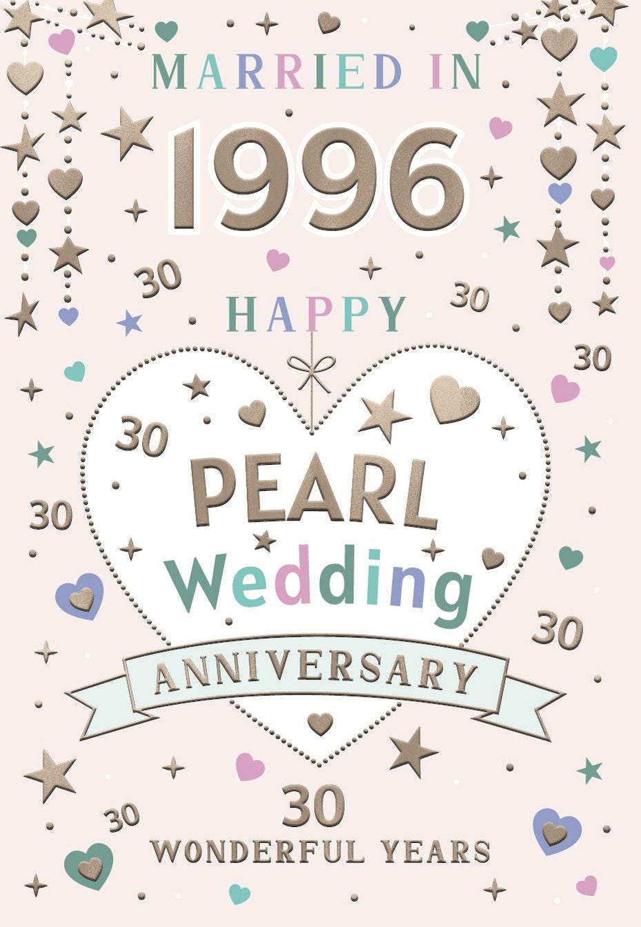 ICG 'Pearl Wedding Anniversary Married In 1996' Wedding Card — Maple Gifts