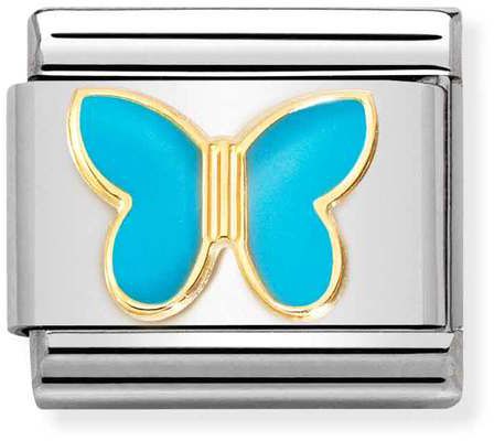 Nomination Classic Gold Symbols Turquoise Blue Butterfly Charm — Maple ...