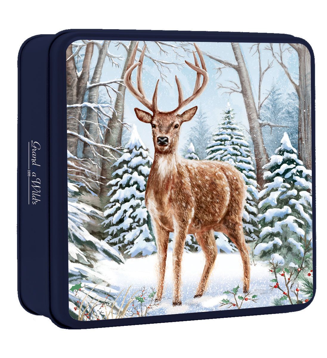 Grandma Wilds Stag In Snowy Wood Tin With Stem Ginger & Lemon With Clo ...