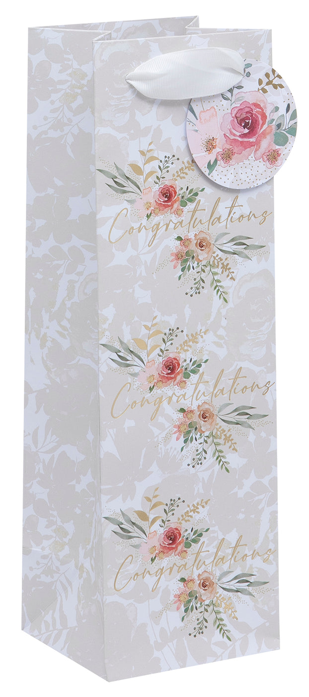 Ballyhoo Bottle Gift Bag Floral Congratulations — Maple Gifts