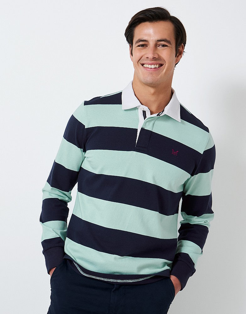 Crew Clothing Mens Heritage Stripe Rugby Shirt Navy Plume — Maple Gifts