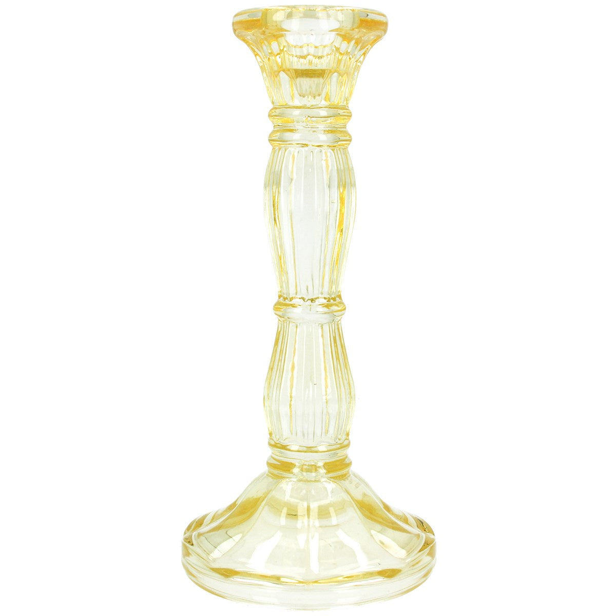 Gisela Graham Pastel Yellow Glass Candlestick 20cm — Maple Gifts