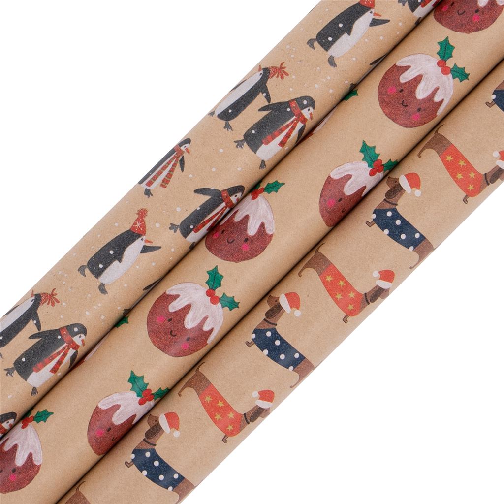 Glick Christmas Kraft 3 Metre Roll Wrapping Paper — Maple Gifts