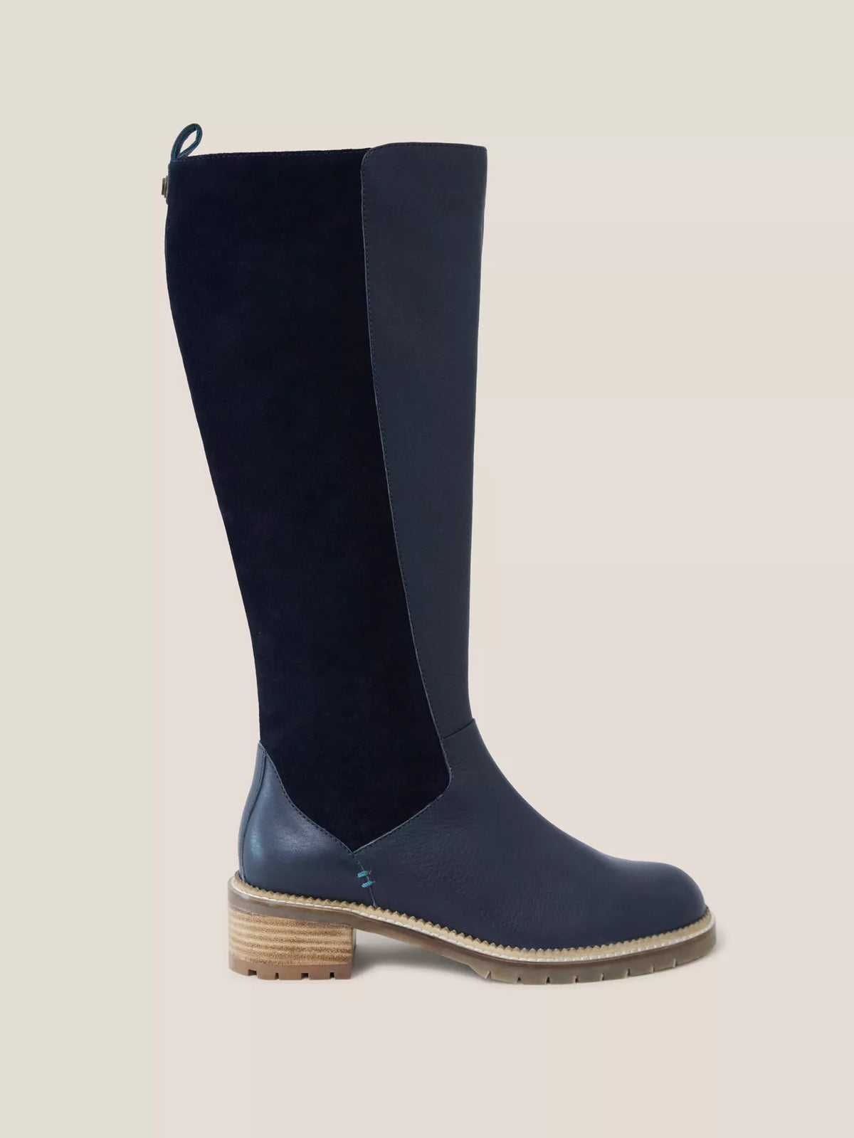 White Stuff Women's Serena Leather Knee High Boots Dark Navy — Maple Gifts