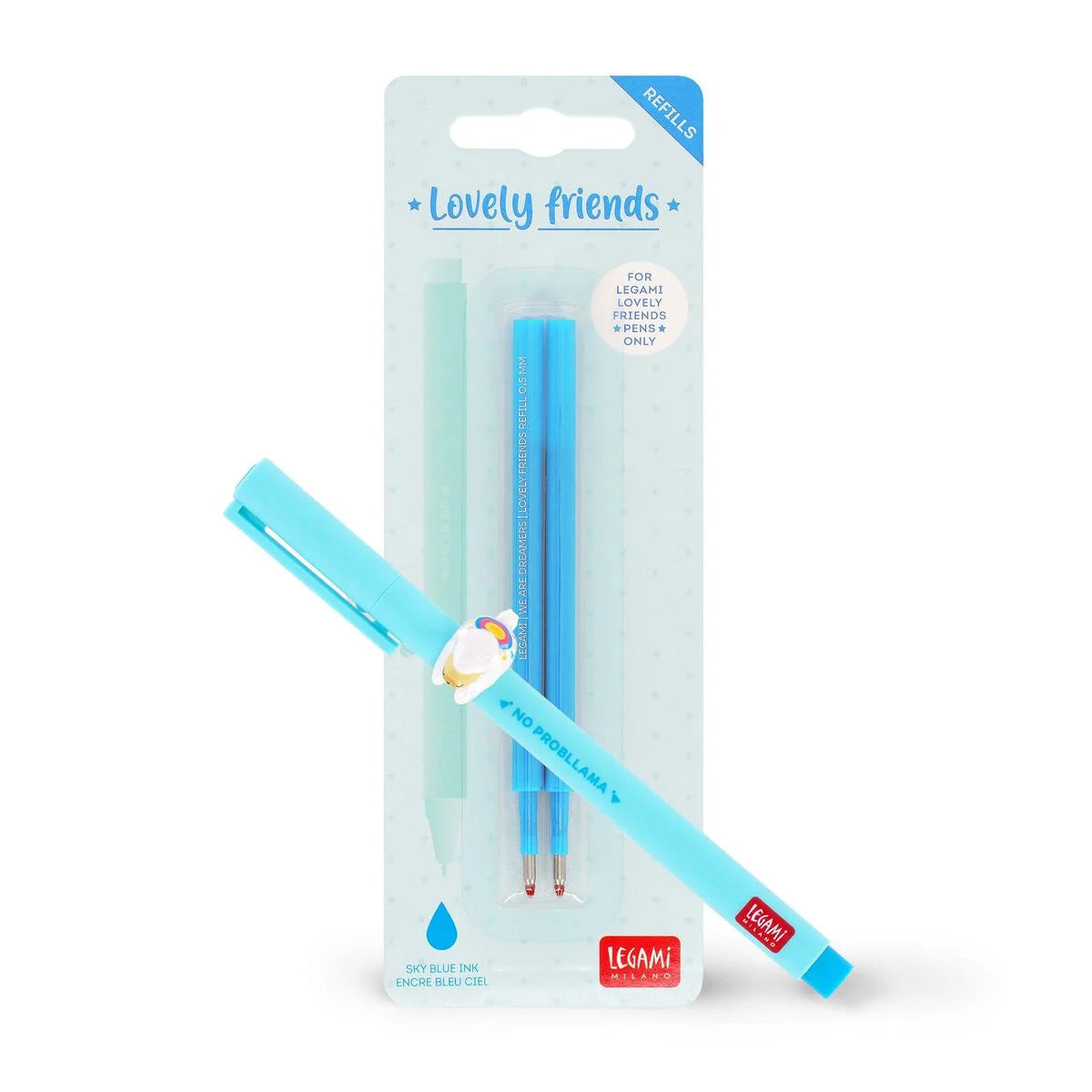 Legami Lovely Llama Pen Set With Sky Blue Refill — Maple Gifts