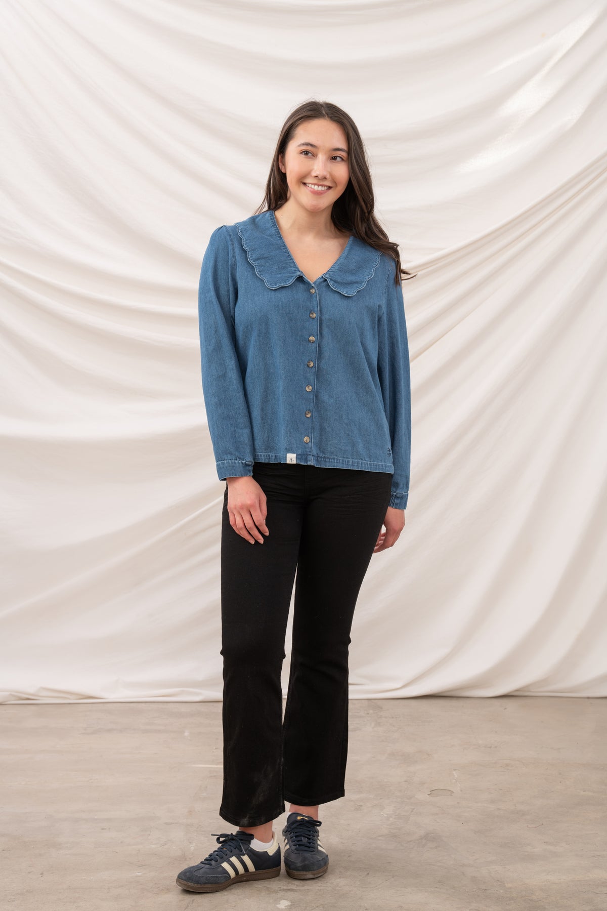 Lighthouse Women's Ada Blouse In Denim — Maple Gifts