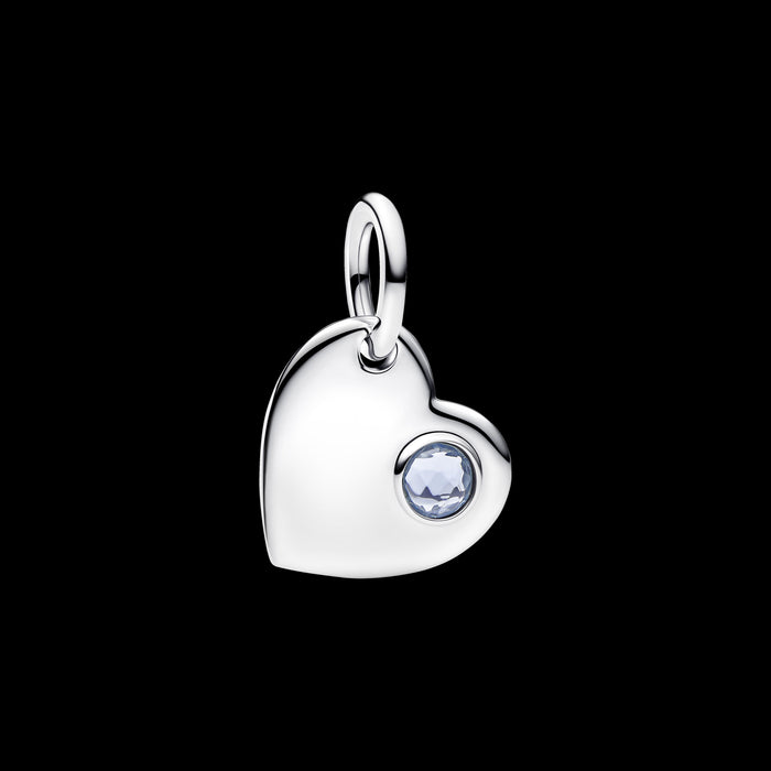 Pandora March Birthstone Engravable Heart Dangle Charm Sterling Silver — Maple Gifts