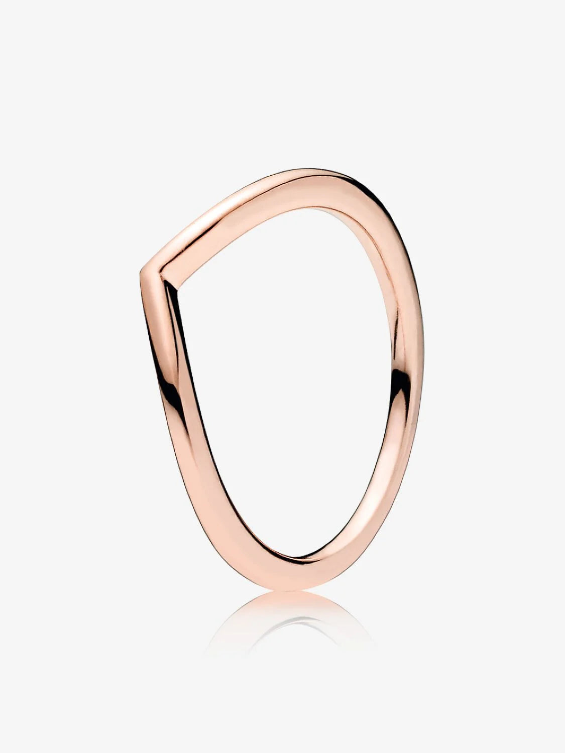 Pandora Polished Wishbone Ring 14k Rose Gold Plating — Maple Gifts