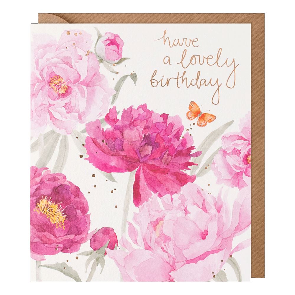 Paperlink Delphine 'Peonies' Birthday Card — Maple Gifts