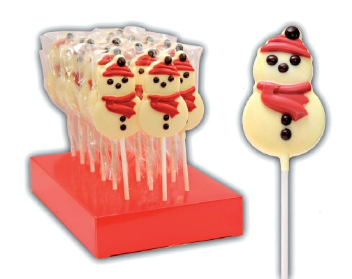 Welsh Chocolate Hand Decorated Snowman Chocolate Lollipop — Maple Gifts
