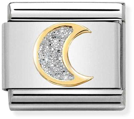 Nomination Classic Gold Sun & Moon Moon Charm In Gold With Silver Glit ...