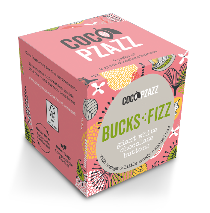 Coco Pzazz Bucks Fizz Giant White Chocolate Buttons 96g — Maple Gifts