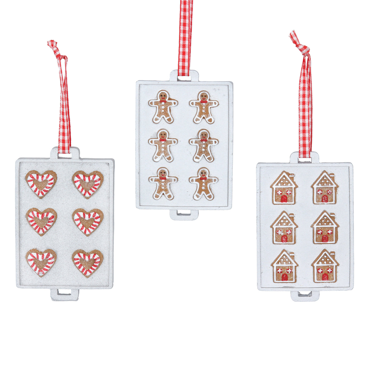 Gisela Graham Resin Gingerbread Shapes with Baking Tray Decoration ...