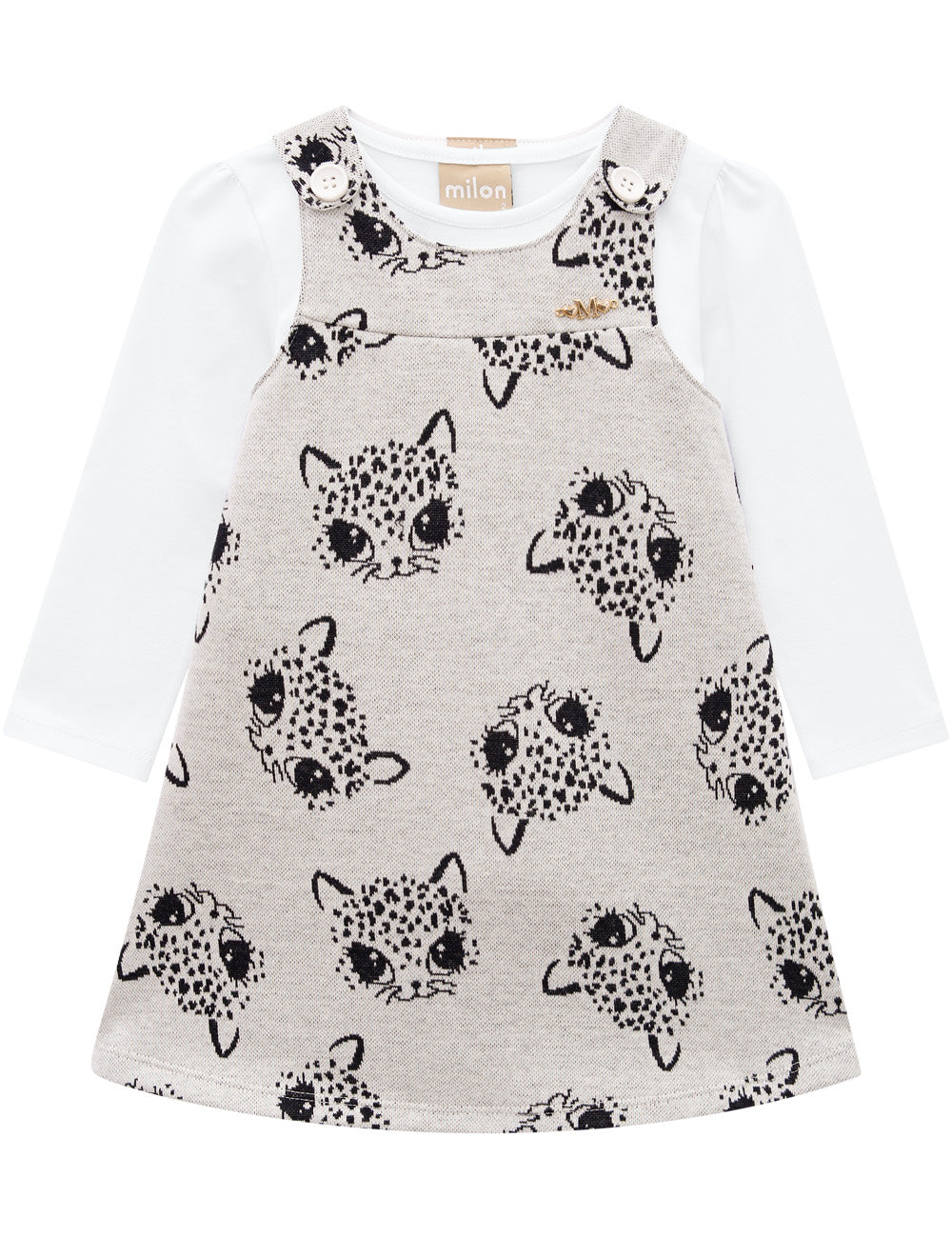 Milon Girls' Black & Ecru T shirt & Pinafore Dress Set — Maple Gifts