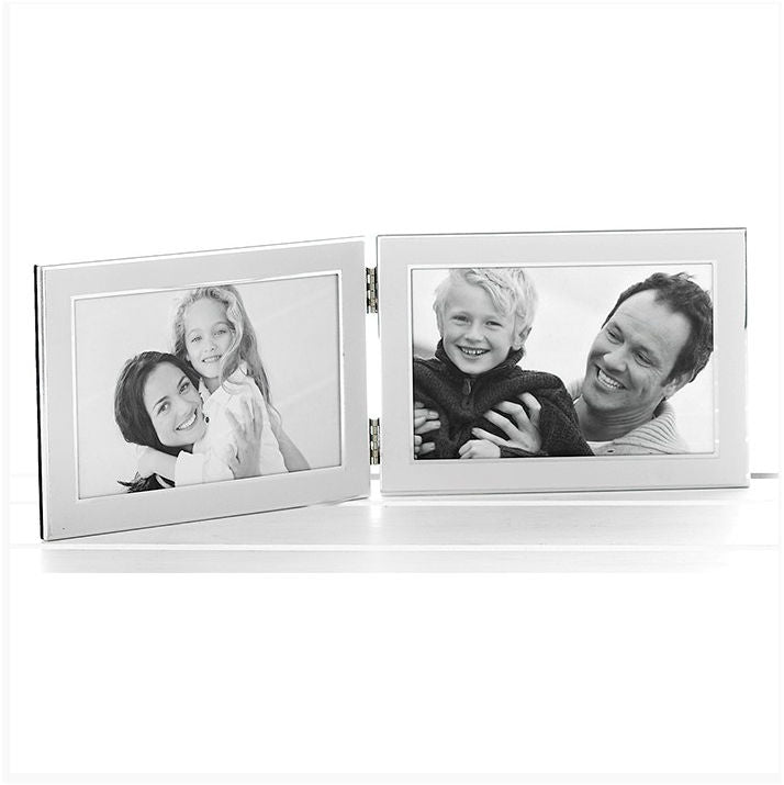 Plain White Silver Promotion Double Photo Frame 4x6 — Maple Gifts