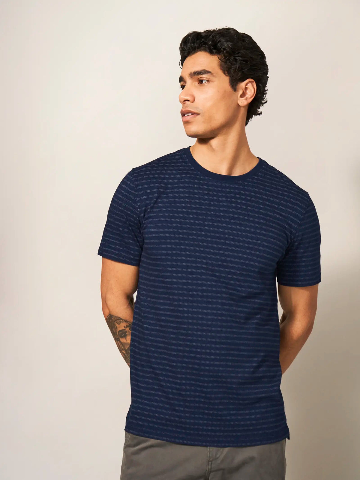 White Stuff Men's Indigo Blue Interest Indigo Stripe Tee — Maple Gifts