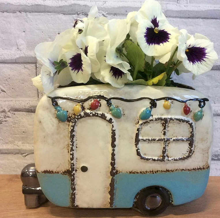 Village Pottery Caravan Planter Pot Blue — Maple Gifts